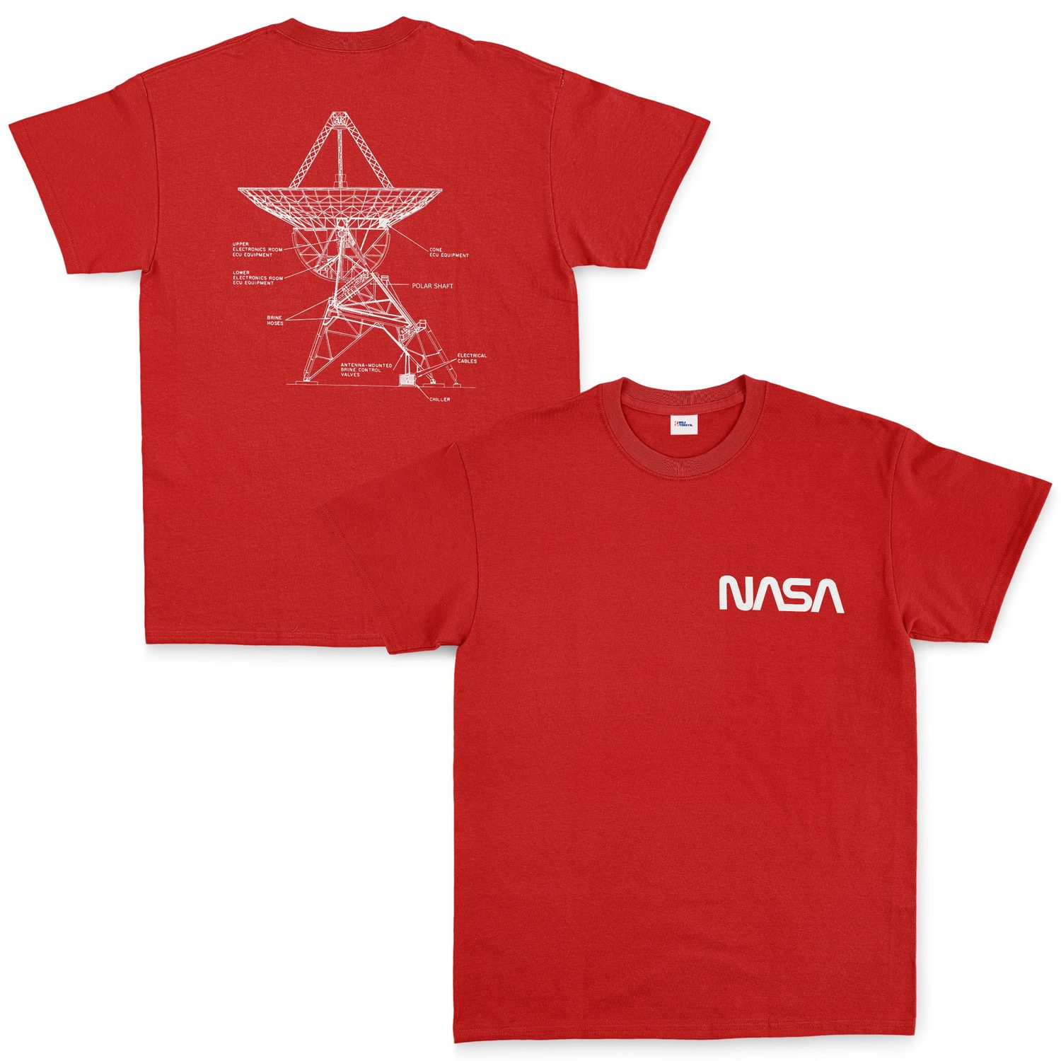 NASA Retro Mechanisms Graphic v3.0 Tişört XXL - Kırmızı | NASA Ürünleri