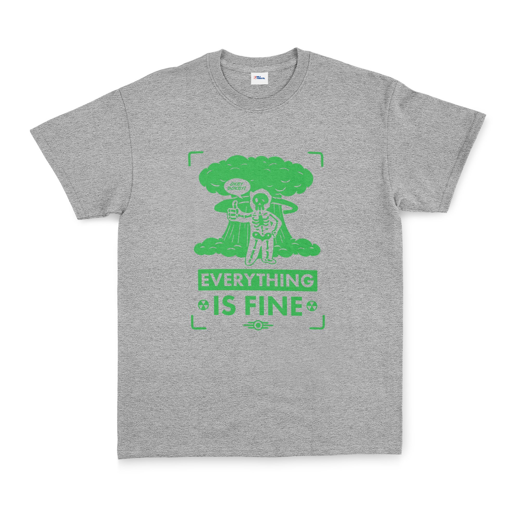 Everything is Fine | Fallout Tişört XL - Gri | Fallout Ürünleri
